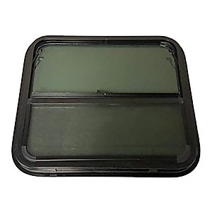 25.5" Width x 23.5" Height RV Window, Tiny House Vertical Slider W/Screen & Interior Camper Window Clamp Ring for 2" Wall Thickness Included, Teardrop Replacement Trailer Window