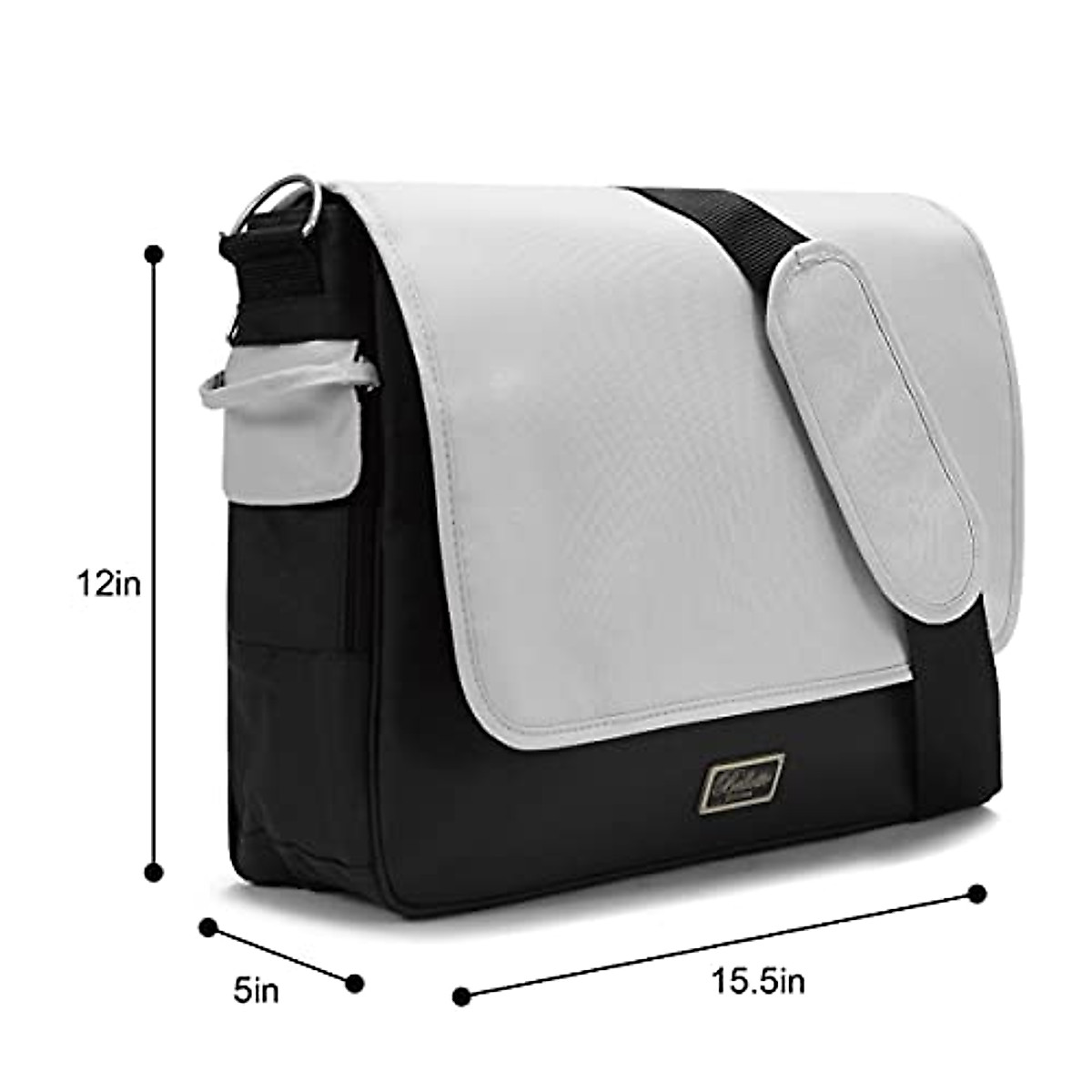 Bellotte Heavy-Duty Messenger Diaper Bag with Changing Pad, Large Capacity Messenger Diaper Bag with Stroller Straps (Grey)