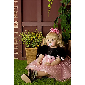 Zero Pam 24 Inch Lifelike Reborn Baby Girl Dolls Realistic Reborn Toddler Girls with Pretty Dress Vinyl Silicone Newborn Baby Doll Soft Weighted Body Handmade Baby Toys