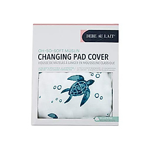 Bebe au Lait Oh So Soft Muslin Changing Pad Cover - Sea Turtles , 36x18 Inch (Pack of 1)