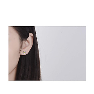 CZ Bee Daisy Flower Asymmetric Sterling Silver Tiny Small Stud Earrings for Women Cartilage Tragus Sensitive Ear Fashion Animal Cute Mini Piercing Post Hypoallergenic Gifts Daughter