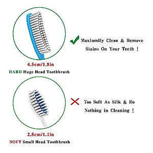 DR PEFECT Extra Hard & Firm Toothbrush BPA Free Large Long Head Whitening Teeth Pack of 4