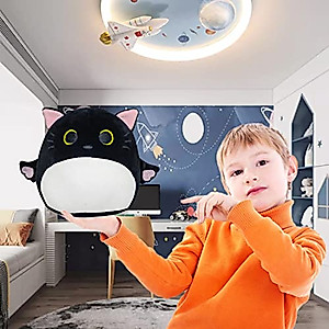 HENXING 8 inch Black Cat Plush Toy, Soft Black Cat Pillow, Halloween Black Cat Stuffed Animal Plushie Doll, Cat Shape Design Home Sofa Decoration Doll, Birthday for Kids