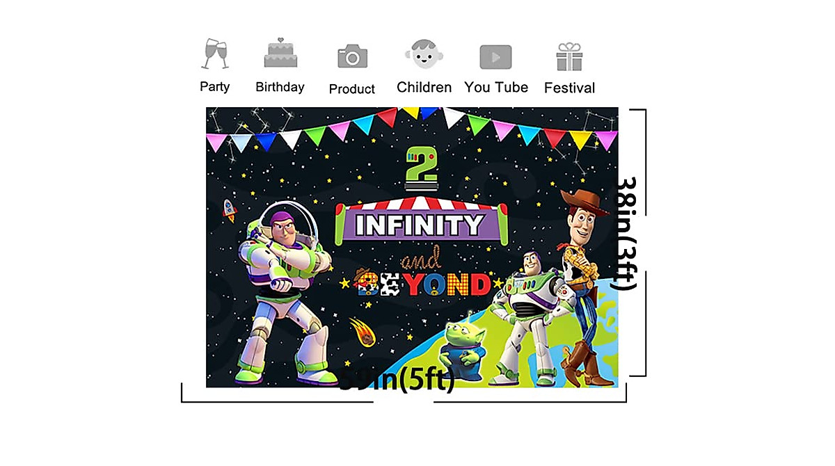 Two Infinity and Beyond Backdrop for 2nd Birthday Party Supplies ...