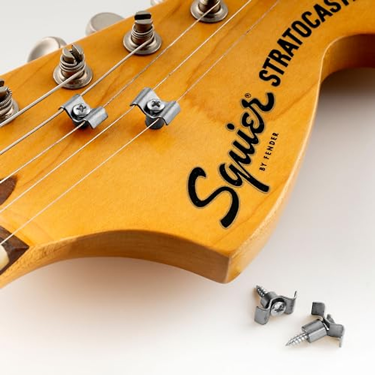 Musiclily Metal Vintage String Guides String Trees Retainers for Fender Strat Tele Style Electric Guitar, Chrome(Set of 2)