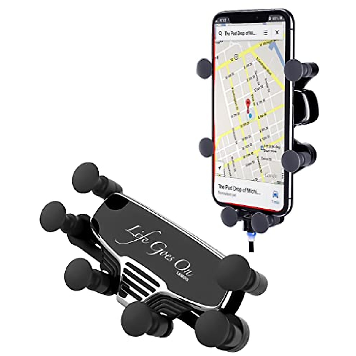 [ Life Goes On ] 2022 Newest Gravity Car Phone Holder Mount Vent Clip, Air Vent Phone Mount for Car, Automatic Locking Universal Smartphone Cradle Compatible for iPhone Galaxy and More. 4.7-6.5 inch