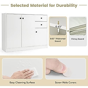 PETSITE Buffet Cabinet, Kitchen Sideboard with Storage Cabinets & Drawers, Modern Credenza Coffee Bar Server Console Table Cupboard for Entryway Living Dining Room, White