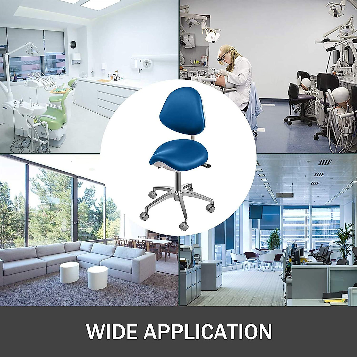 ORILAO Dental Mobile Height Adjustable Chair Saddle Doctor's Stool PU Leather Dentist Chair Dental Stool