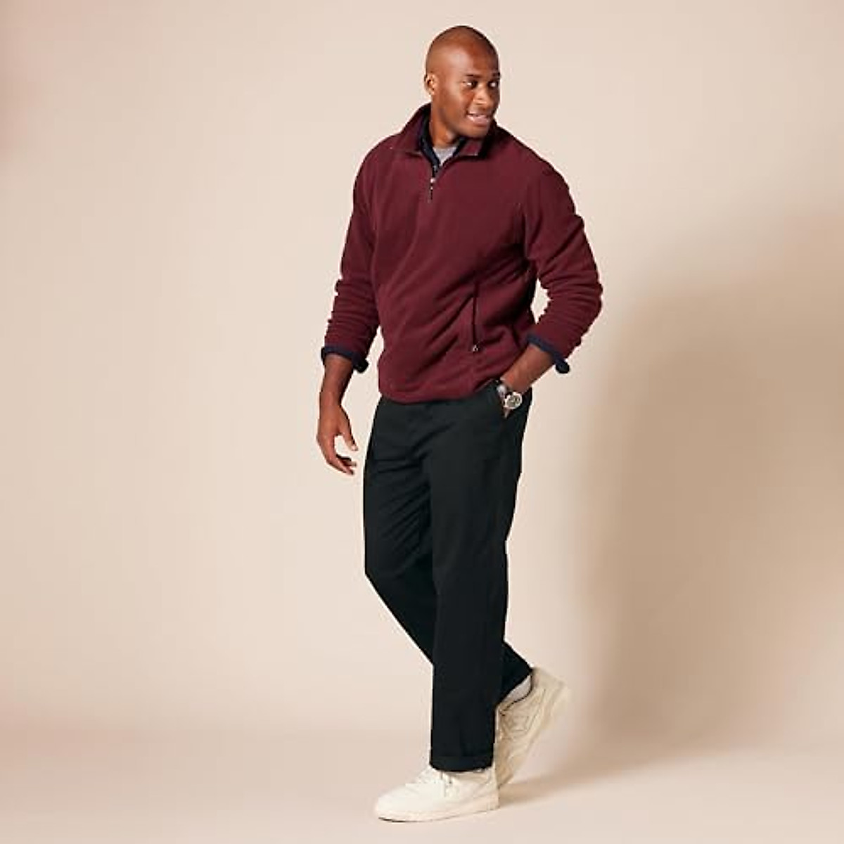 Amazon Essentials Men's Classic-Fit Wrinkle-Resistant Flat-Front Chino Pant (Available in Big & Tall), Black, 38W x 30L