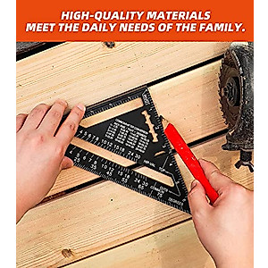 RONGPRO Rafter Square and Combination Square Tool Set, 7 Inch Triangle Carpenter Square Die-cast Aluminum Alloy and 12 Inch Zinc-Alloy Die-Casting Combo Square Ruler - Rafter Square Layout Tool