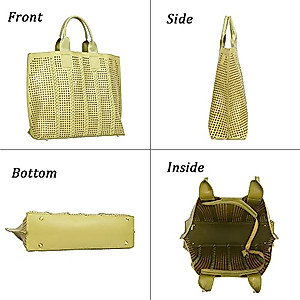 Women Fashion Leather Handbags Large Satchel Purses Woven Totes Top-handle Bag for travel/work/gift set (Green)