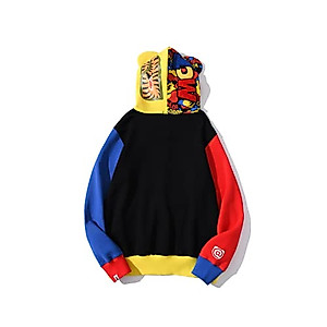 EXXE&OYYO Men's Shark Jaw Camo Hoodie Ape Full Zip Jacket Up 3D Color Printed Hip Hop Sweatshirt (multicolor33,Large,Large)