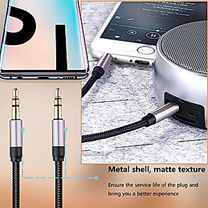 VAKS 3.5mm AUX Cable (6.6 ft / 2m, Hi-Fi Sound), Nylon Braided Audio Auxiliary Stereo Adapter Male to Male AUX Cord for iPhone/Headphones/Home/Car Stereos/Smartphones/Tablets, Grey