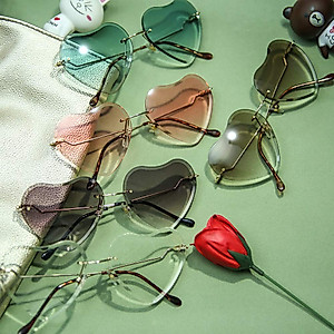 Dollger Clear Heart Sunglasses for women Rimless Heart Shaped Glasses Clear Love Frame Fun for Taylor Valentines Bachelorette Party