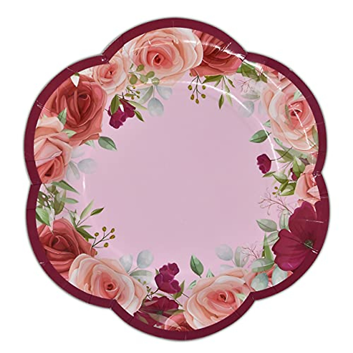 24 Disposable Tea Cups and Saucers Sets Floral Design 7" Flower Scallop Shaped Plates 24 5" Saucer Paper Plate 24 5 oz. Tea Cup with Handle 48 Lunch Napkins for Spring Wedding Birthday Party Supplies