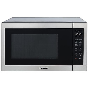 Panasonic Microwave Oven, 1.3 Cu. Ft., 1100W, Countertop, with Smart Touch Controls and Turbo Defrost, Adaptable Glass Turntable, 7 Auto Cook Menus, Child Lock - NN-SB658S