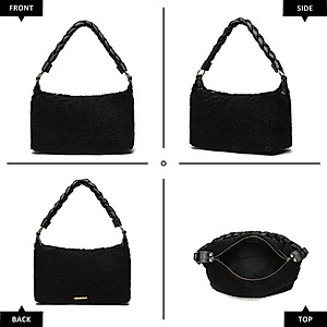 Like Dreams Women Soft Sherpa Top Handle Vegan Leather Winter Fashion Handbag Purse (Grey)