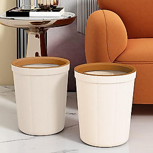 Generic Large Capacity Open Uncovered Kitchen Trash Can Office Wasteba Easy to Use and Maintain Wastebasket Kitchen Trash Can Wastebasket Trash Can, Beige