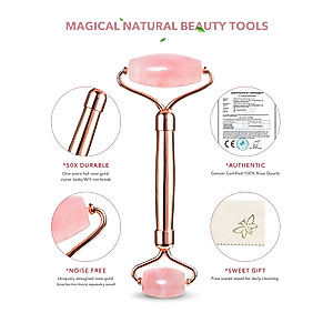 Gua Sha Facial Massage Tools,Rose Quartz Face Roller,Jade Roller for Face,Beauty Face Massager,Eye Massager,Reduce Wrinkles,Lymphatic Drainage,Face Lift.HANABEE Skin Care Sets & Kits (Pink)