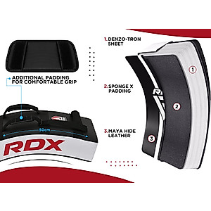 RDX Kick Shield Muay Thai Kickboxing, 60CM Large Heavy Curved Kicking Striking Body Pad, Punching Foot Target MMA Boxing Training, 3 Padded Handles, Martial Arts Karate TKD Taekwondo (ONE PAD ONLY)