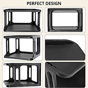 10 Tier Vertical Skinny Shoe Rack - Space Saving Corner Shoe Tower, Plastic Tall Thin Shoes Storage Organizer for Entryway and Closet, Free Standing Shoe Shelf in Black, Modular Set No-Tool Assembly