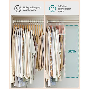 SONGMICS 50 Velvet Coat Hangers Bundle with 30 Skirt Hangers, Space-Saving Closet Organization, Swivel Hooks, for Shirts, Pants, Skirts, Light Pink UCRF21PK50 and UCRF12PK30