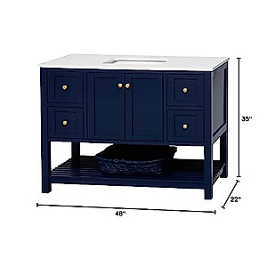 Lakeshore 48-inch Bathroom Vanity (Engineered White/Royal Blue): Includes Royal Blue Cabinet with Engineered White Countertop and White Ceramic Sink