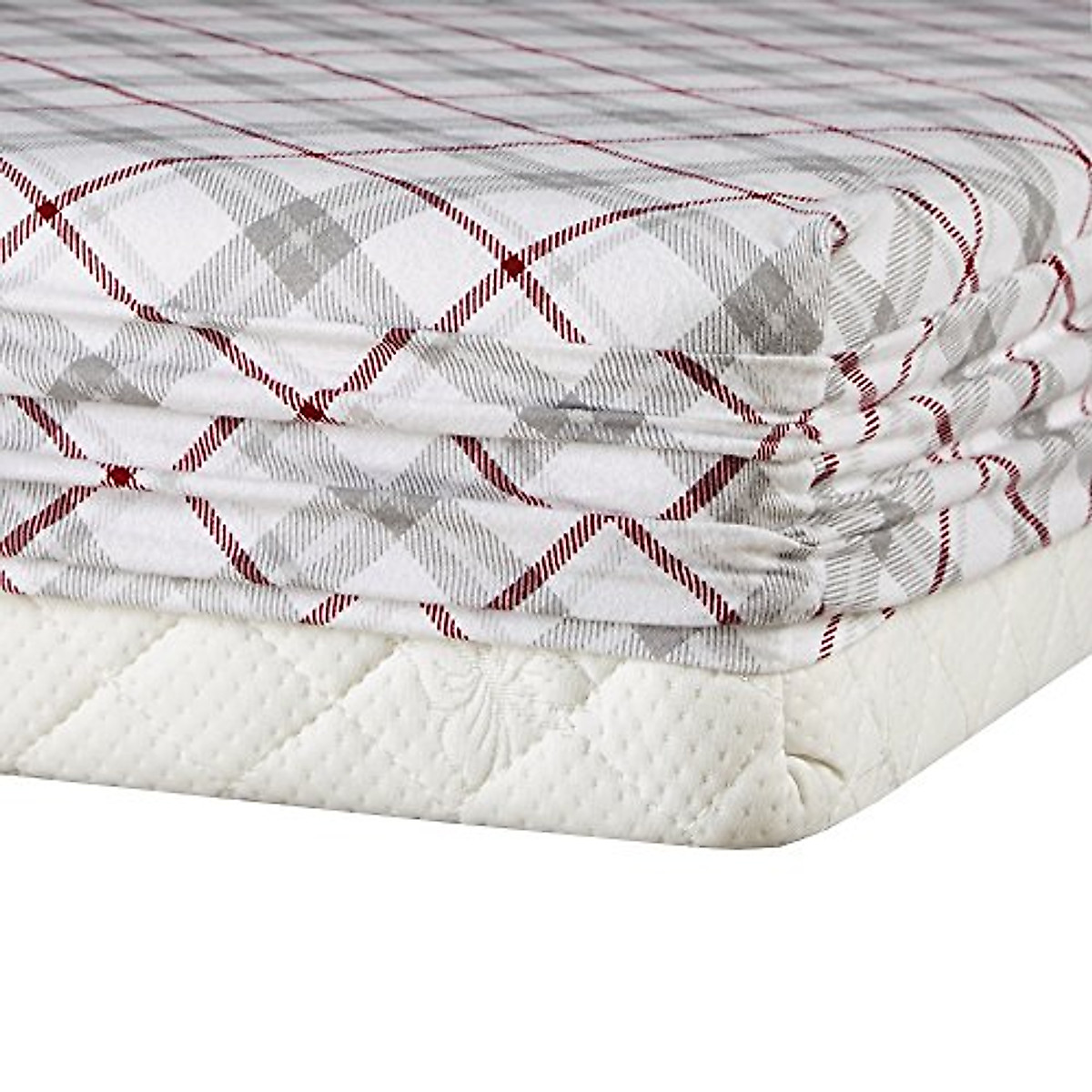 Comfort Spaces Cotton Flannel Breathable Warm Deep Pocket Sheets with Pillow Case Bedding, Cal King, Grey/Red Plaid 4 Piece