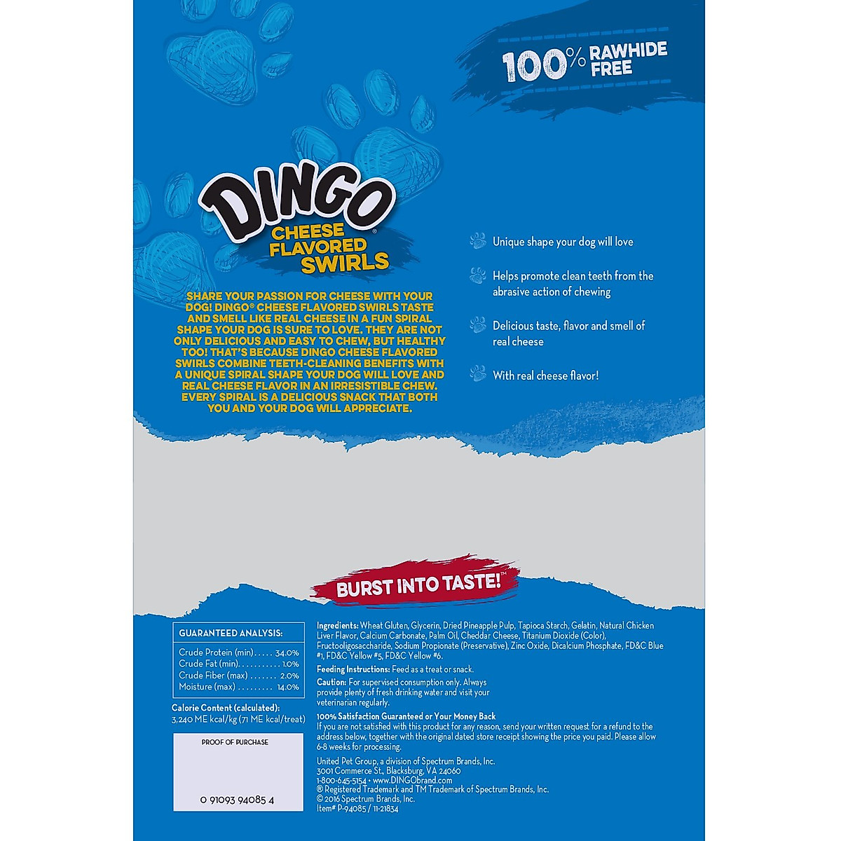 Dingo Cheese-Flavored Swirls 7 Count, Rawhide-Free Snack for Dogs