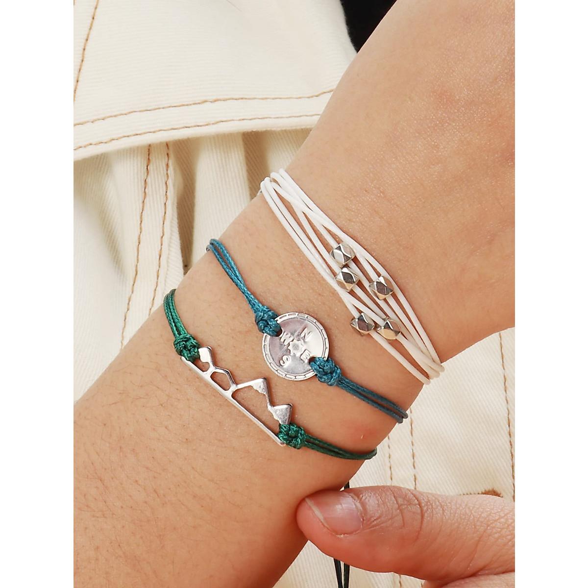 Long tiantian Wave Bracelets Cute Boho Braided String Beach Ocean Bracelet for Women Summer Jewelry Trendy Stuff (L)