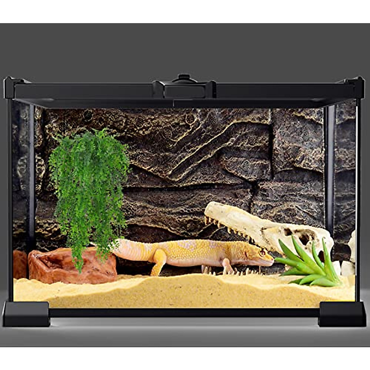 HERCOCCI 2 Pack Reptile Plants, Terrarium Hanging Plants Vines Artificial Leaves Habitat Decorations with Suction Cup for Bearded Dragon Hermit Crab Lizard Snake Geckos Chameleon