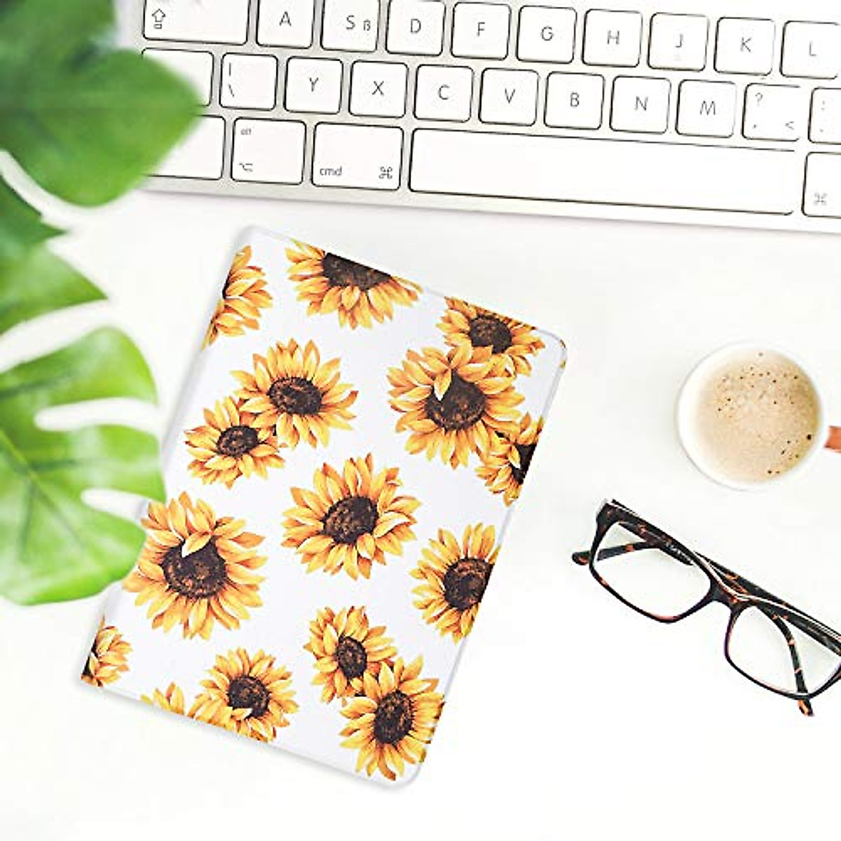 INSSISAIN Case for iPad 9th/8th/7th Generation 2021/2020/2019 10.2 Inch, Multi-Angle Viewing Stand Shell, PU Leather Protective Cover with Auto Sleep for 10.2" iPad 9/iPad 8/iPad 7, Sunflower