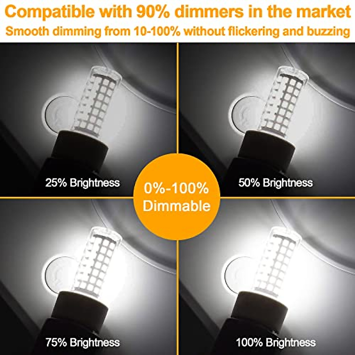 DUMILOO E11 Led Bulb Dimmable, 75 Watt Halogen Equivalent, 7W Daylight White 6000K, T4 Mini Candelabra Base, JDE11 120V 75W for Ceiling Fans, Chandeliers, Cabinet Lighting, Pack of 4