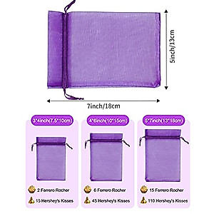 Kslong 100PCS Small Mesh Bags Drawstring 3x4,Sheer Organza Bags Drawstring for Jewelry, Mesh Party Wedding Favor Bags for Small Business,Candy,Bracelet Packaging,Empty Sachet Bags (Purple)