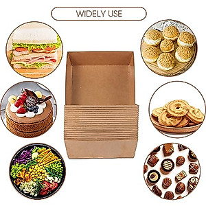 DESUNESS 50 Pack Paper Charcuterie Boxes with Clear Lids, 5" Brown Oil-Proof Paper Dessert Boxes Food Containers for Bakery, Macaron, Sandwich, Cookies, Mini Cakes (Box)