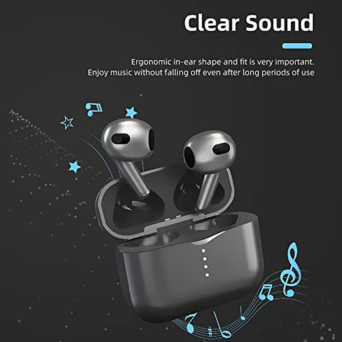 IMIKI T11 Bluetooth 5.3 Earbuds Wireless Headphones with Wireless Charging Case, Built in Mic Headset for Sports, Grey