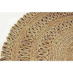 GRUHUM Round Jute Area Rug 3ft Natural Fiber Collection Handwoven Boho Charm Farmhouse Jute Area Rug Soft Braided Rug for Indoor Outdoor Kitchen Bedroom Living Hallways Enterways