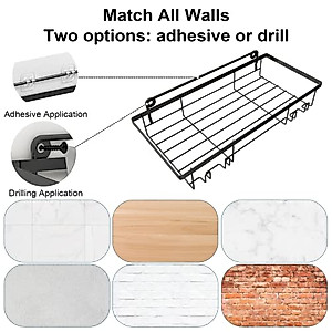 SIMCAS Shower Caddy, 4-Pack Shower Shelves, Bathroom Shower Organizer with hooks, Traceless Adhesive or Drilling Shower shelf for inside shower, Rustproof Shower Rack & Kitchen Spice Rack Food Storage