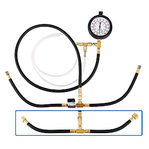 JIFETOR Fuel Injection Pump Pressure Tester Gauge Kit, Car Gasoline Gas Fuel Oil Injector Test Manometer Tool Set 0-140PSI, Universal for Auto Truck SUV Motorcycle ATV RV SUV