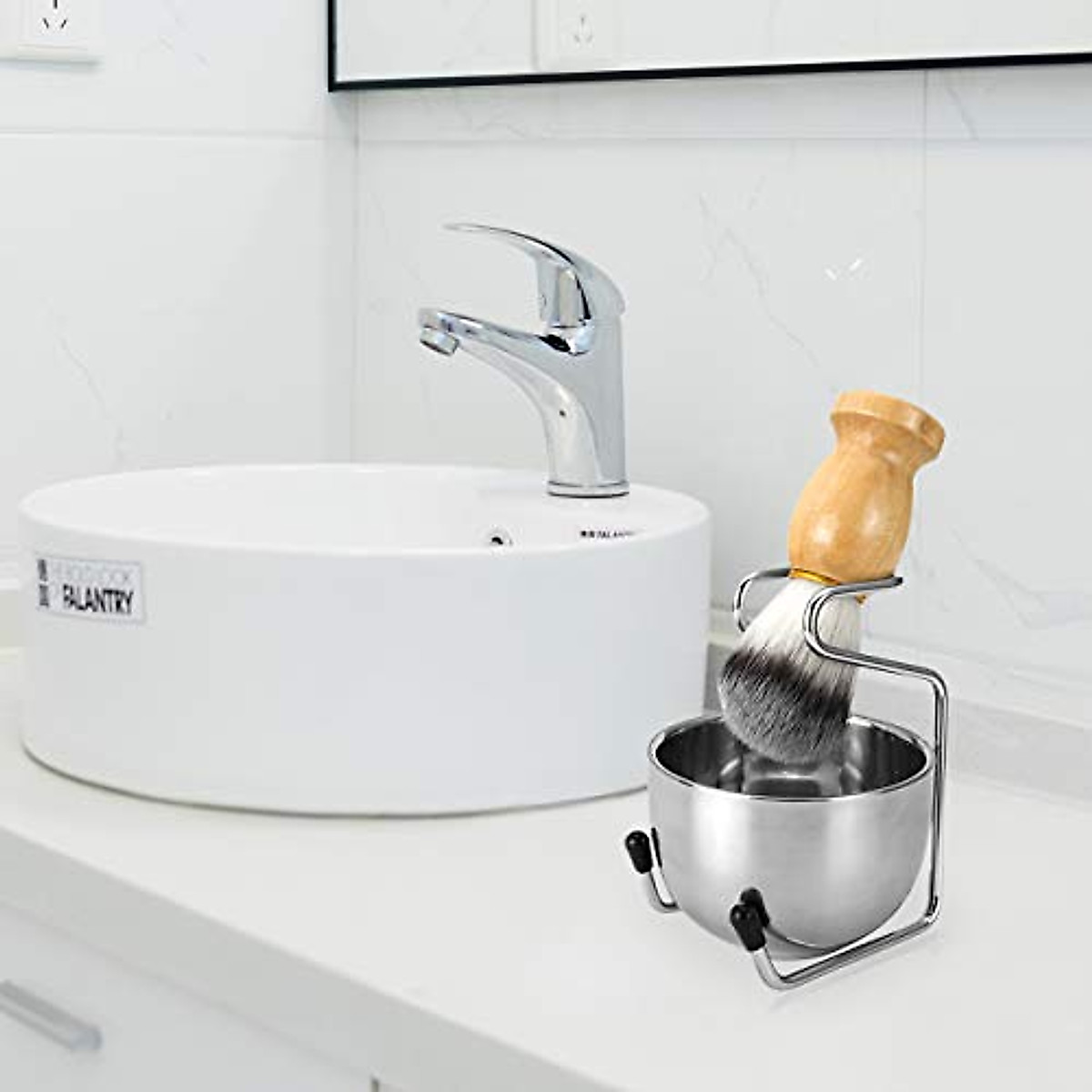 Wismee 3 In 1 Shaving Brush Set Shaving Soap Bowl & Shaving Stand & Badger Hair Shaving Brush Kit Shaving Cleaning Tool Christmas Thanksgiving Present for Men Teen Boys (#1)