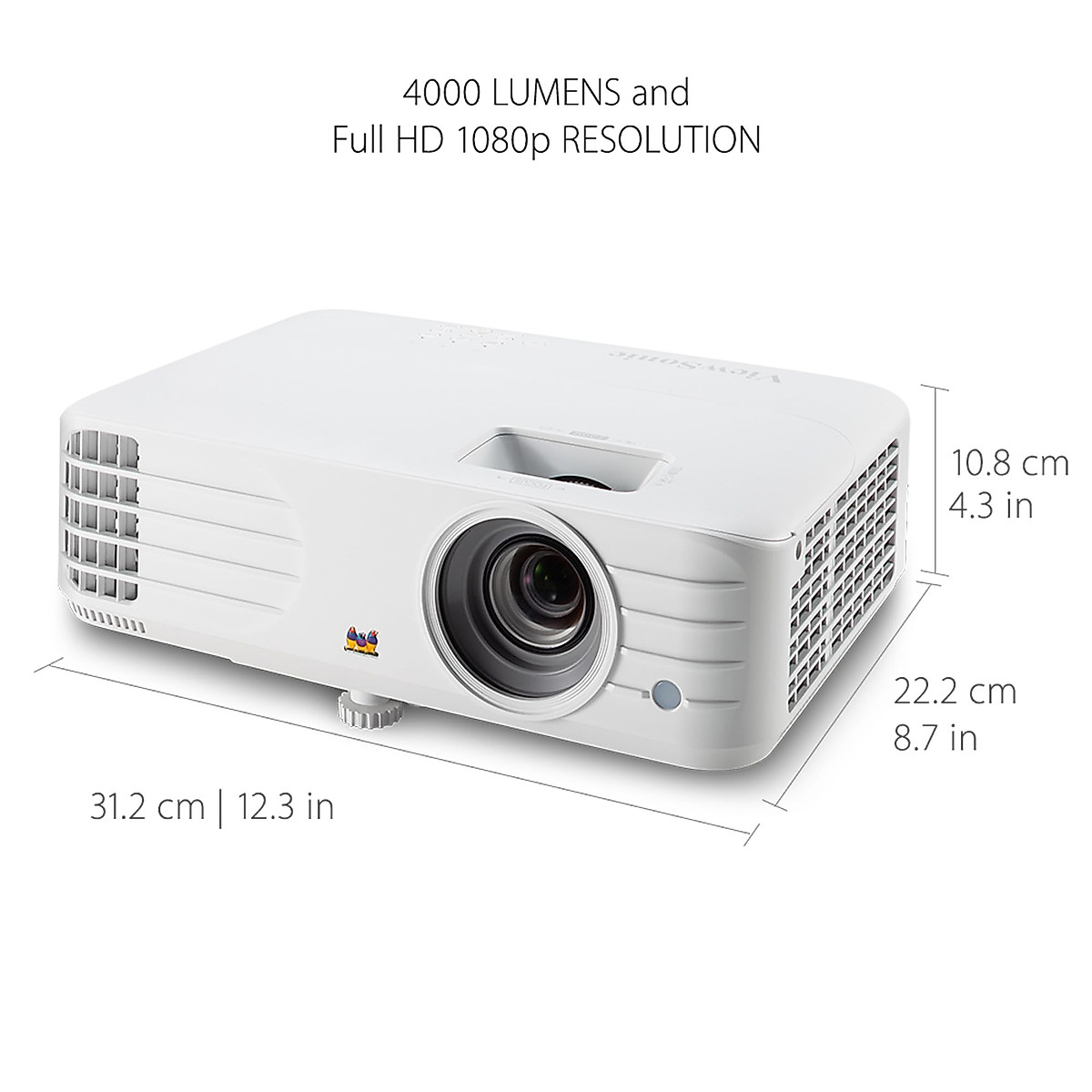 ViewSonic PG706HD 4000 Lumens Full HD 1080p Projector with RJ45 Lan Control Vertical Keystoning HDMI USB for Home and Office