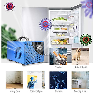 Commercial 10,000mg Ozone Generator, Elementa Mini Ozoner Air Purifier Ionizer O3 Machine for Deodorization Sterilizer, RV/Basement/Bathroom/Car/Pet's Room/Refrigerator Odor Remove Ozonator (Blue)