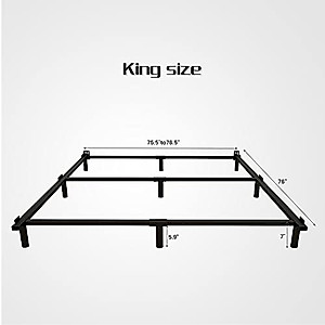 LIJQCI King Size Bed Frame, 7 in Metal King-Size Bed-Frame for Box Spring Foundation, Heavy Duty Bed Frame King Platform Easy Assembly, Noise Free, Black