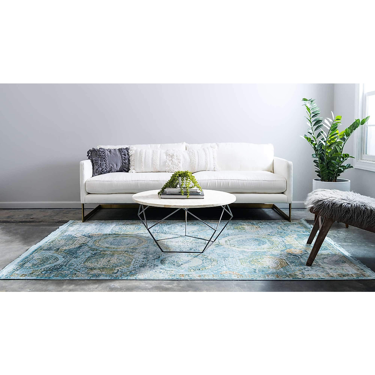 Unique Loom Baracoa Collection Area Rug - Coppelia (8' 4" x 10' Rectangle, Light Blue/ Blue)