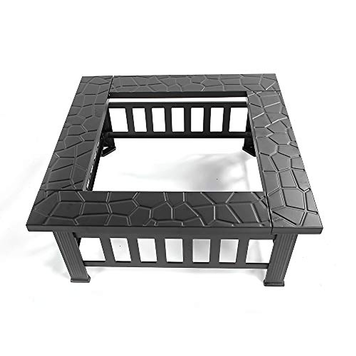 Tenozek 32'' Patio Fire Pits,Outdoor Stove Wood Burning Square Table Backyard Garden Heater/BBQ/Ice Fire Pit Set (32")