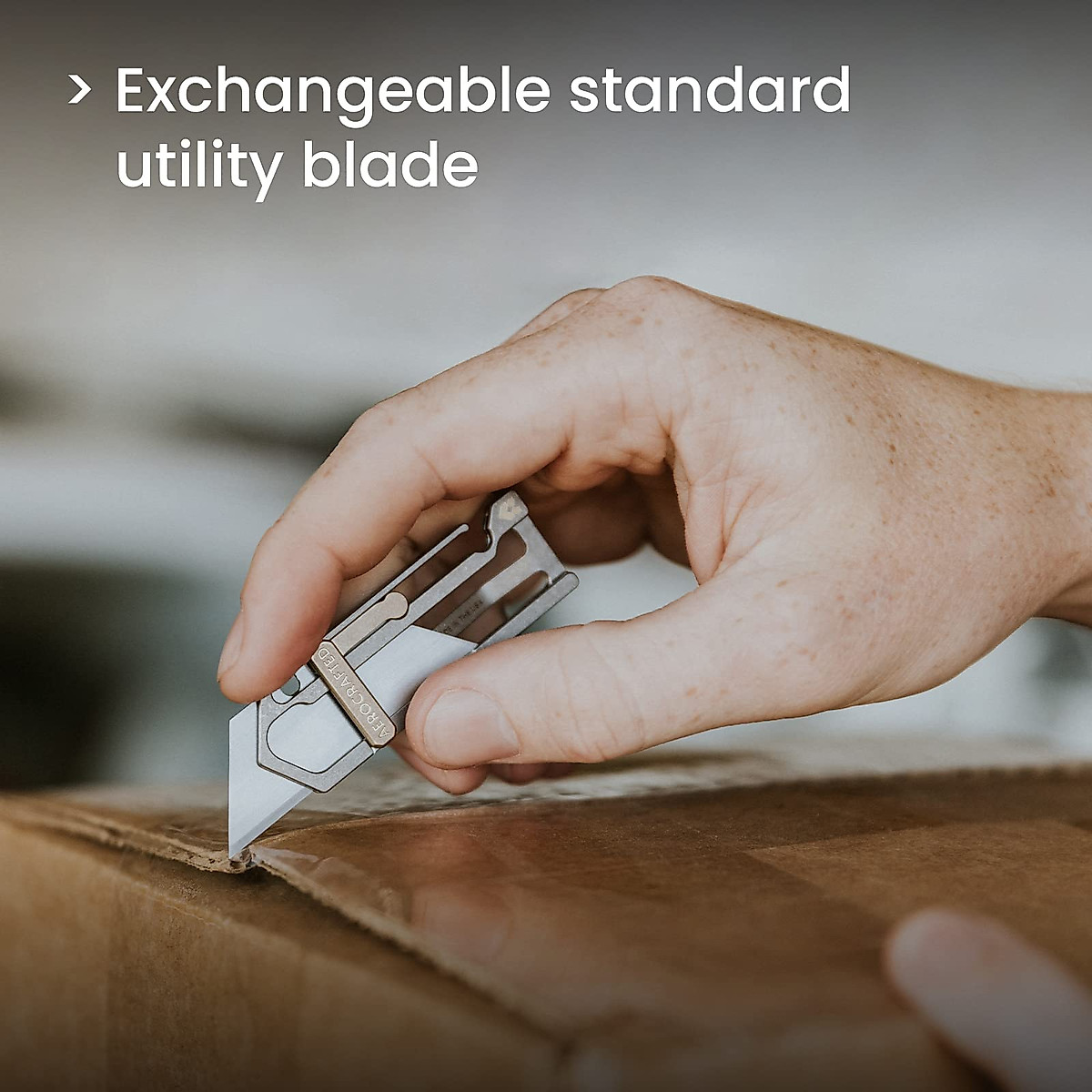 Aerocrafted Sideslip Utility Knife, EDC Everyday Carry, Razor Blade, Made in the USA (Titanium/Bronze, Right-handed)