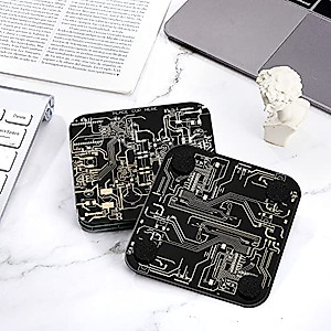 4 Pcs Circuit Board Coasters PCB Coasters Immersion Gold Circuit Board Coasters for Drinks PCB-Design Coasters for Men Funny Drink Coasters for Party Bar Office Gamer Geek Men Nerd Engineer Gifts