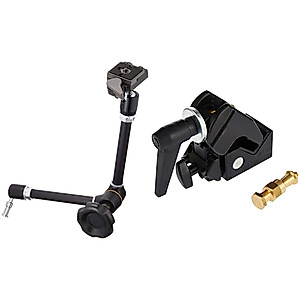 Manfrotto 244RC Variable Friction Magic Arm Quick Release (Black) & 035RL Super Clamp with 2908 Standard Stud - Replaces 2900 - Black