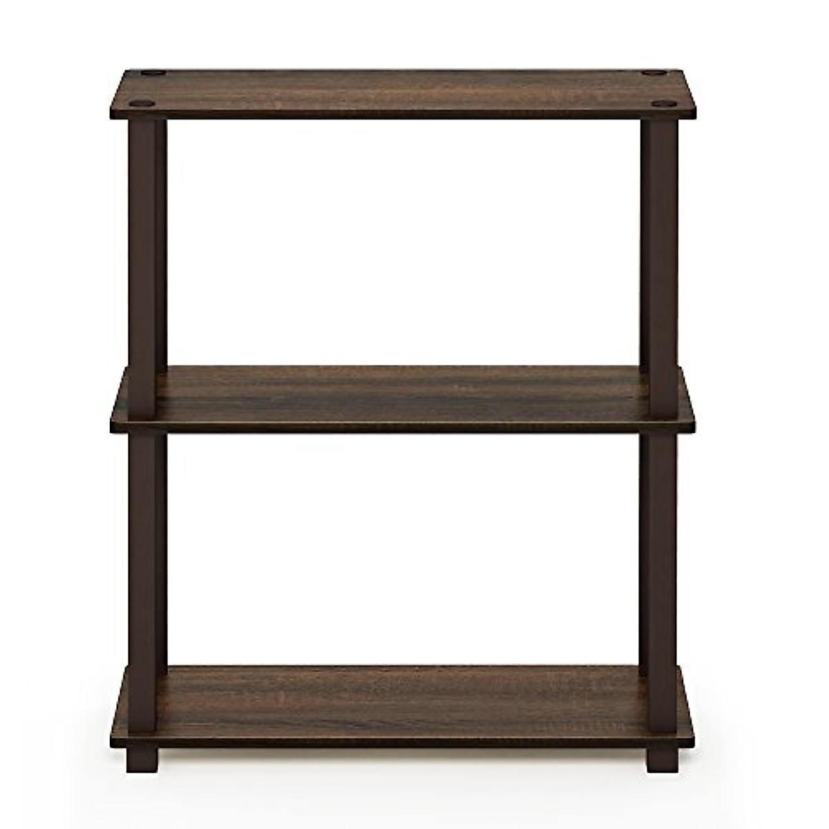 Furinno Turn-S-Tube 3-Tier Compact Multipurpose Shelf with Square Tube, Walnut/Brown (18025WN/BR)