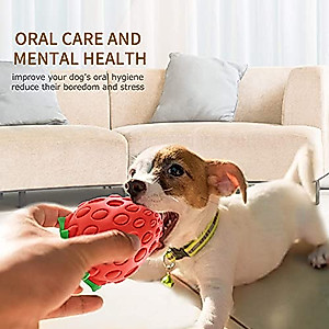 Askhald Strawberry Dog Toys, Dog Chew Toys for Aggressive chewers, Indestructible Dog Toys for Boredom, Dog Toys for Aggressive Chewers, Interactive Dog Toys for Small Medium Large Dogs (Strawberry)